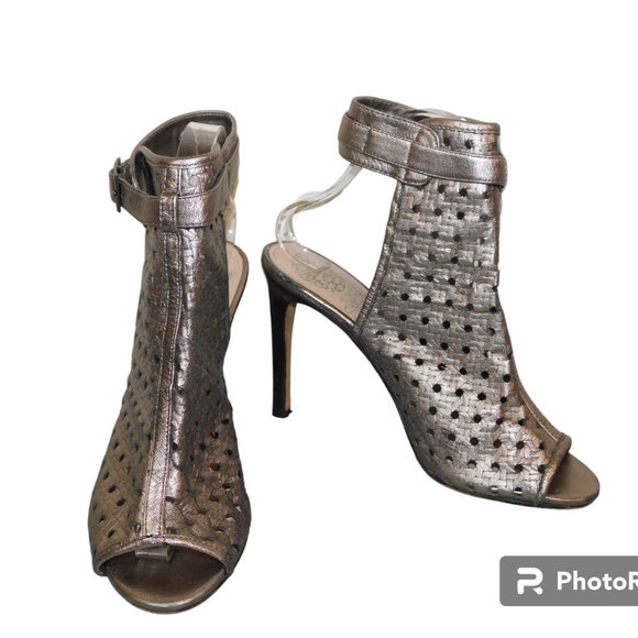 Vince Camuto | Shoes | Vincecamuto Karsten Pewterwoven Leather Peep Toe ...